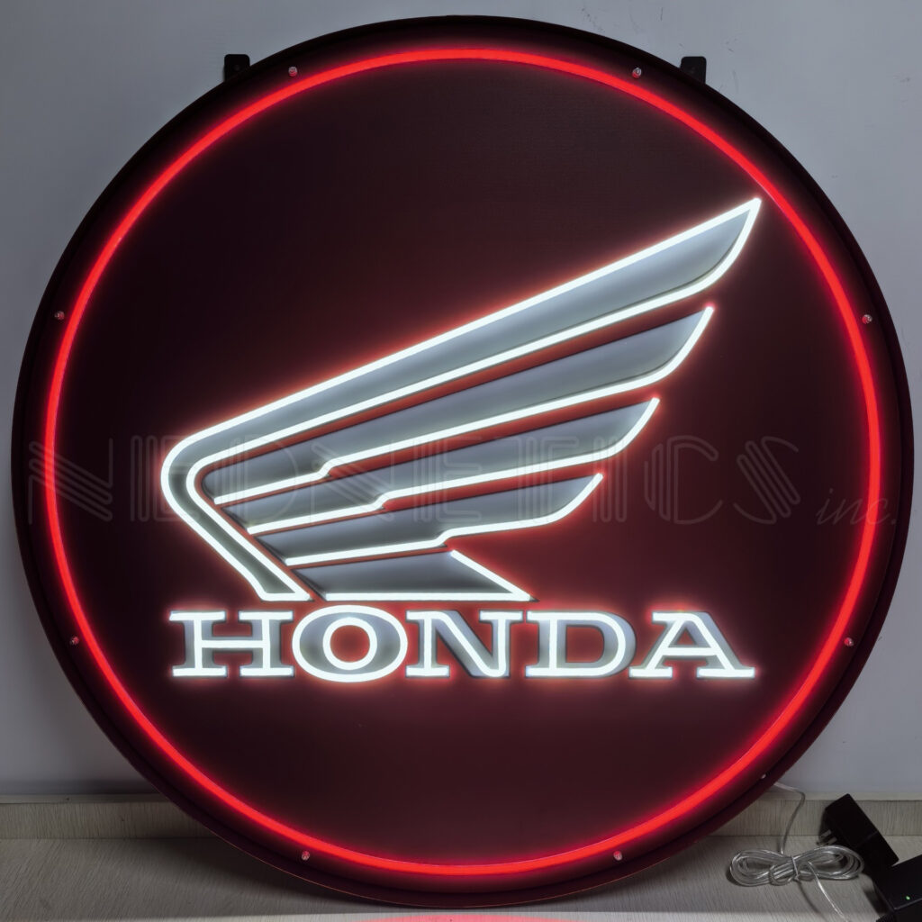 HONDA ROUND 36 INCH LED FLEX-NEON SIGN IN STEEL CAN - 29HONDA - Neonetics