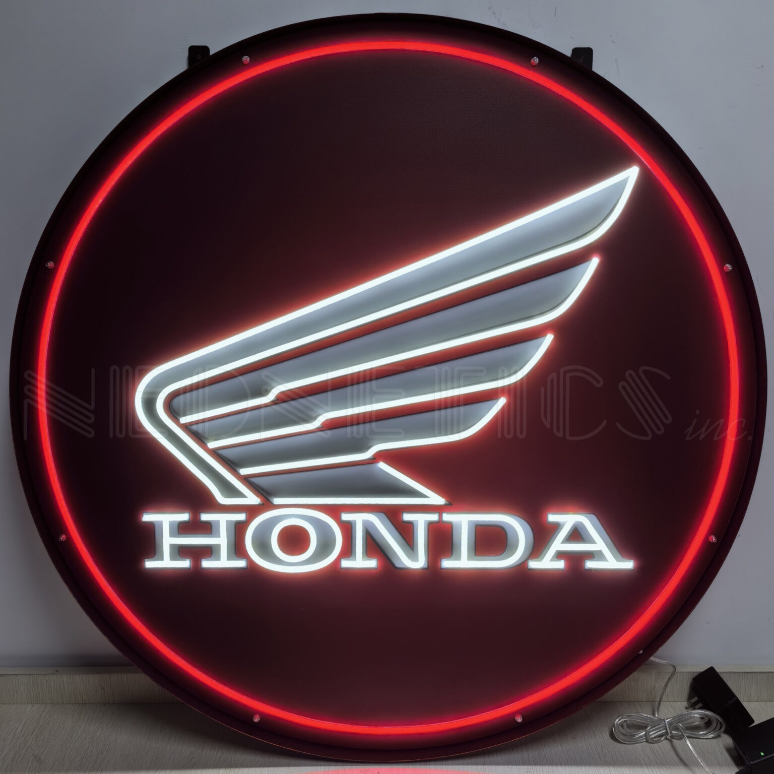 HONDA ROUND 36 INCH LED FLEX-NEON SIGN IN STEEL CAN - 29HONDA - Neonetics